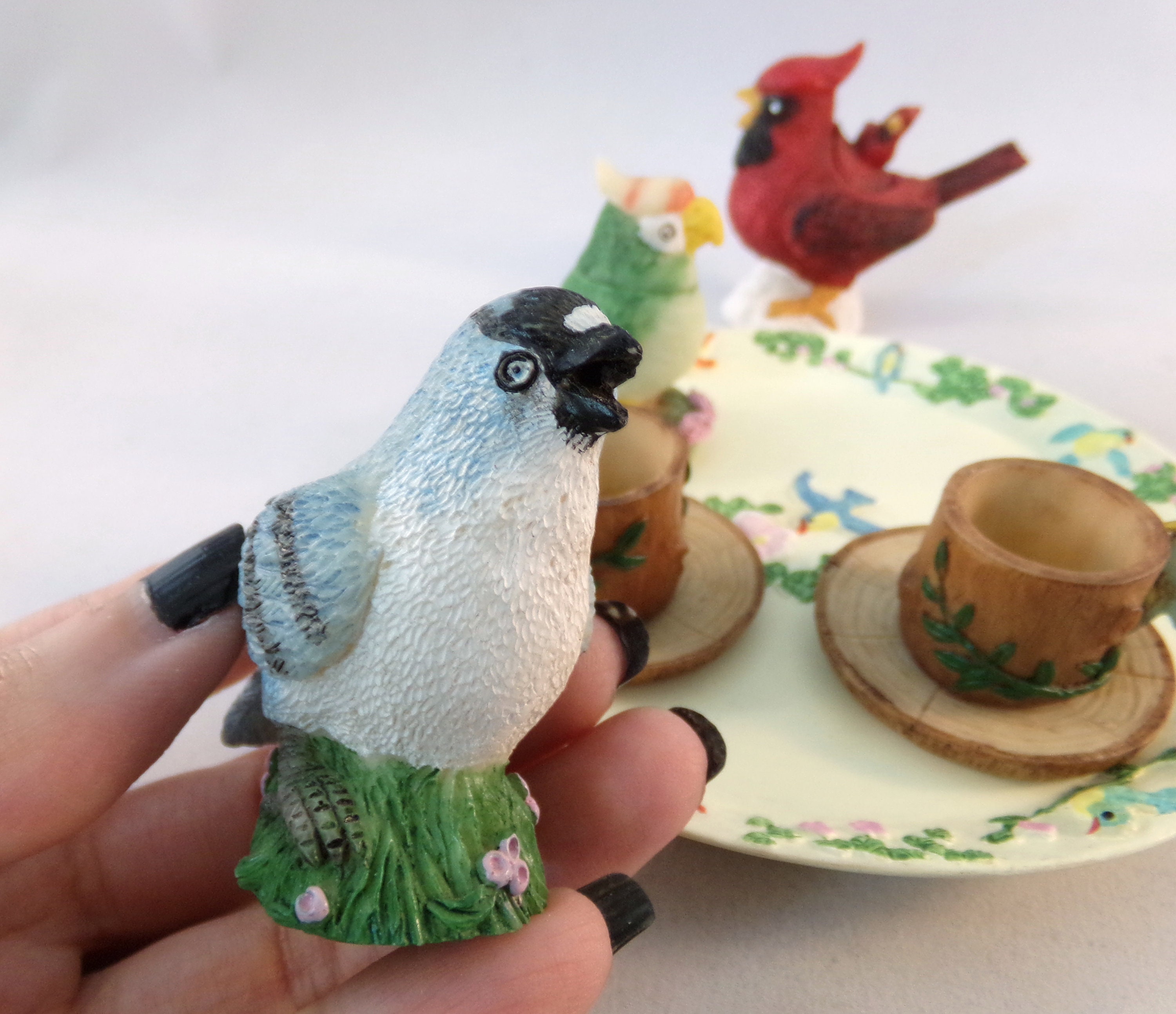 Vintage Mini Bird Tea Set Polyrein Animal Tea Set Red Bird | Etsy