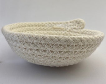 Rope Basket Handmade, Woven Cotton Bowl Gift Basket. Fabric Wrapped ...