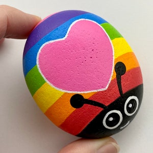 Rainbow Love Bug, Hand Painted Ceramic Stone - Etsy