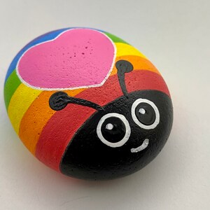 Rainbow Love Bug, Hand Painted Ceramic Stone - Etsy