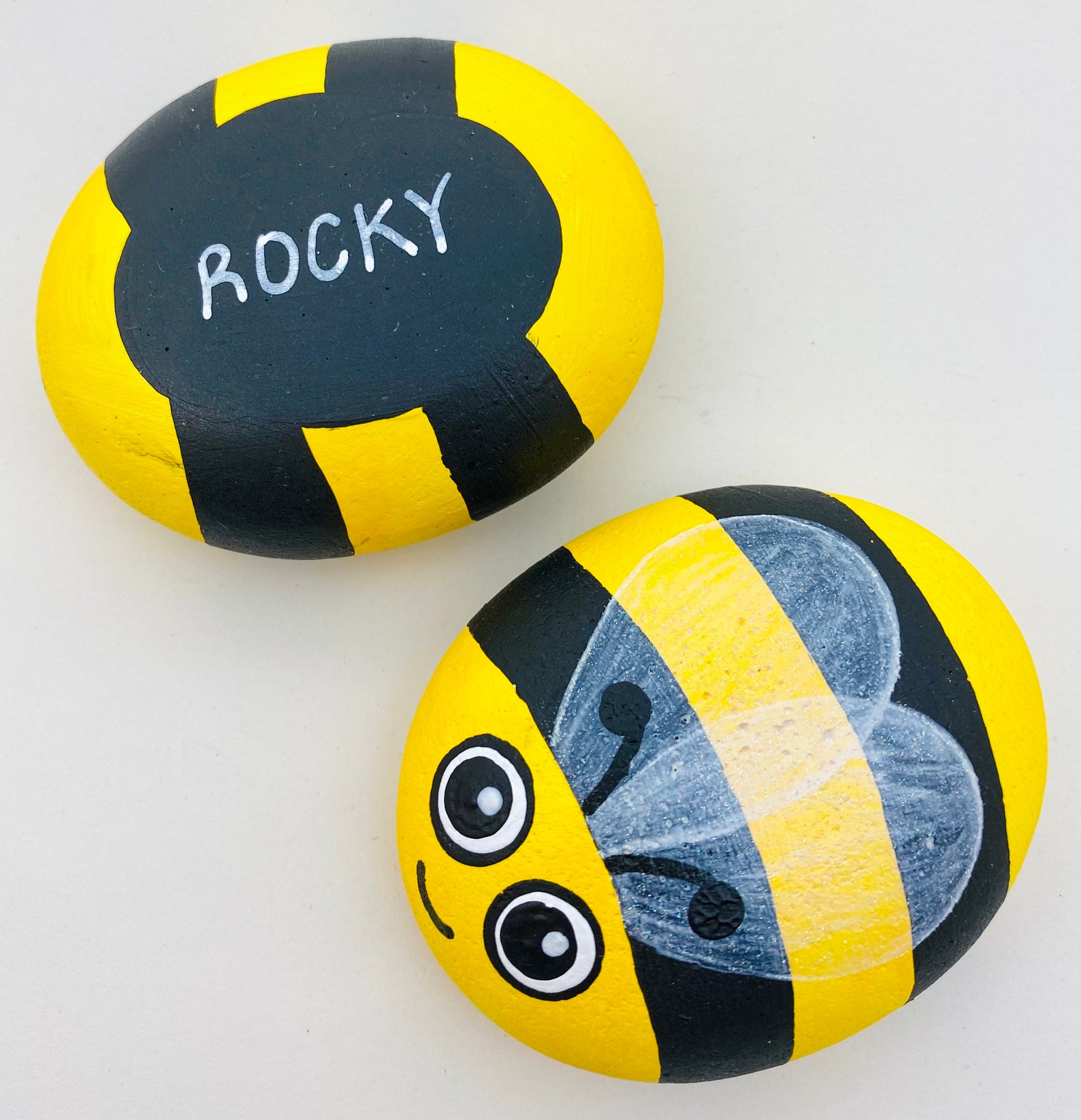 Personalised 'buzbee' Bee Pebble, Hand Painted Ceramic Stone - Etsy UK
