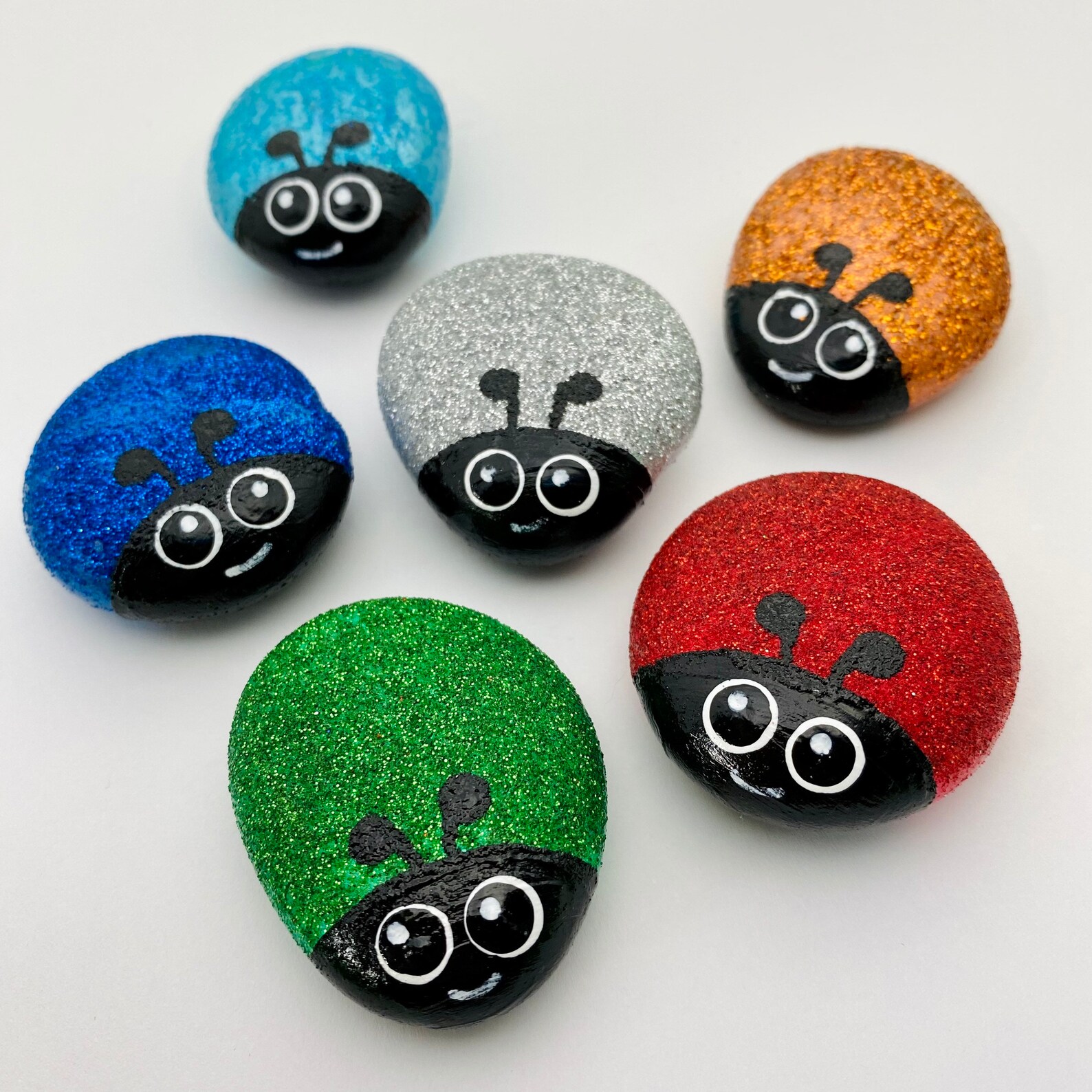 Glitter Bugs Hand Painted Ceramic Stones - Etsy