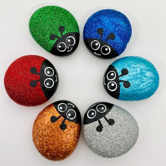 Glitter Bugs Hand Painted Ceramic Stones - Etsy