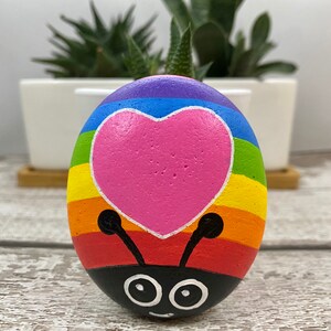Rainbow Love Bug, Hand Painted Ceramic Stone - Etsy