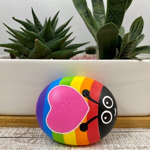 Rainbow Love Bug, Hand Painted Ceramic Stone - Etsy