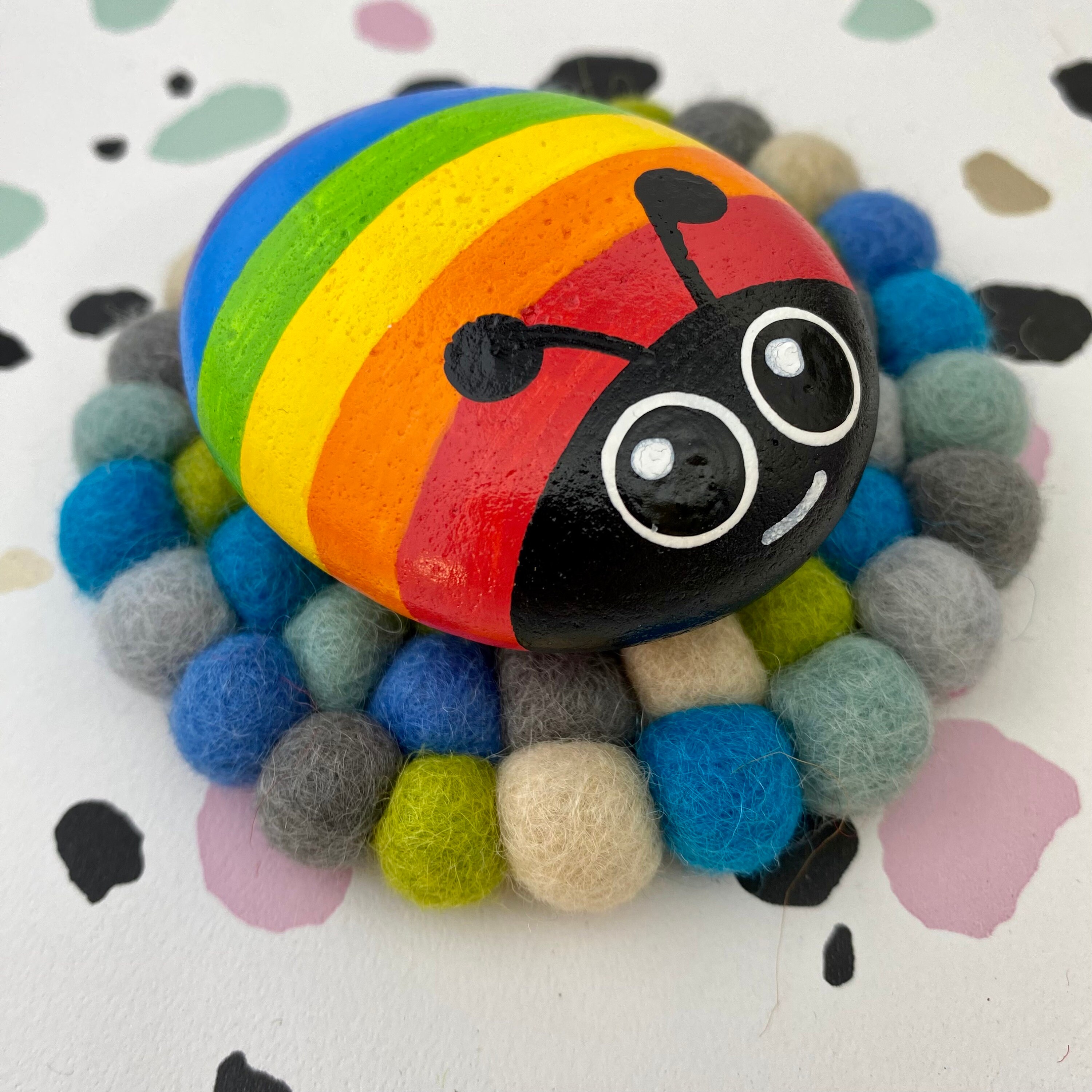 Personalised rockee Rainbow Bug Pebble Hand Painted Ceramic - Etsy Canada