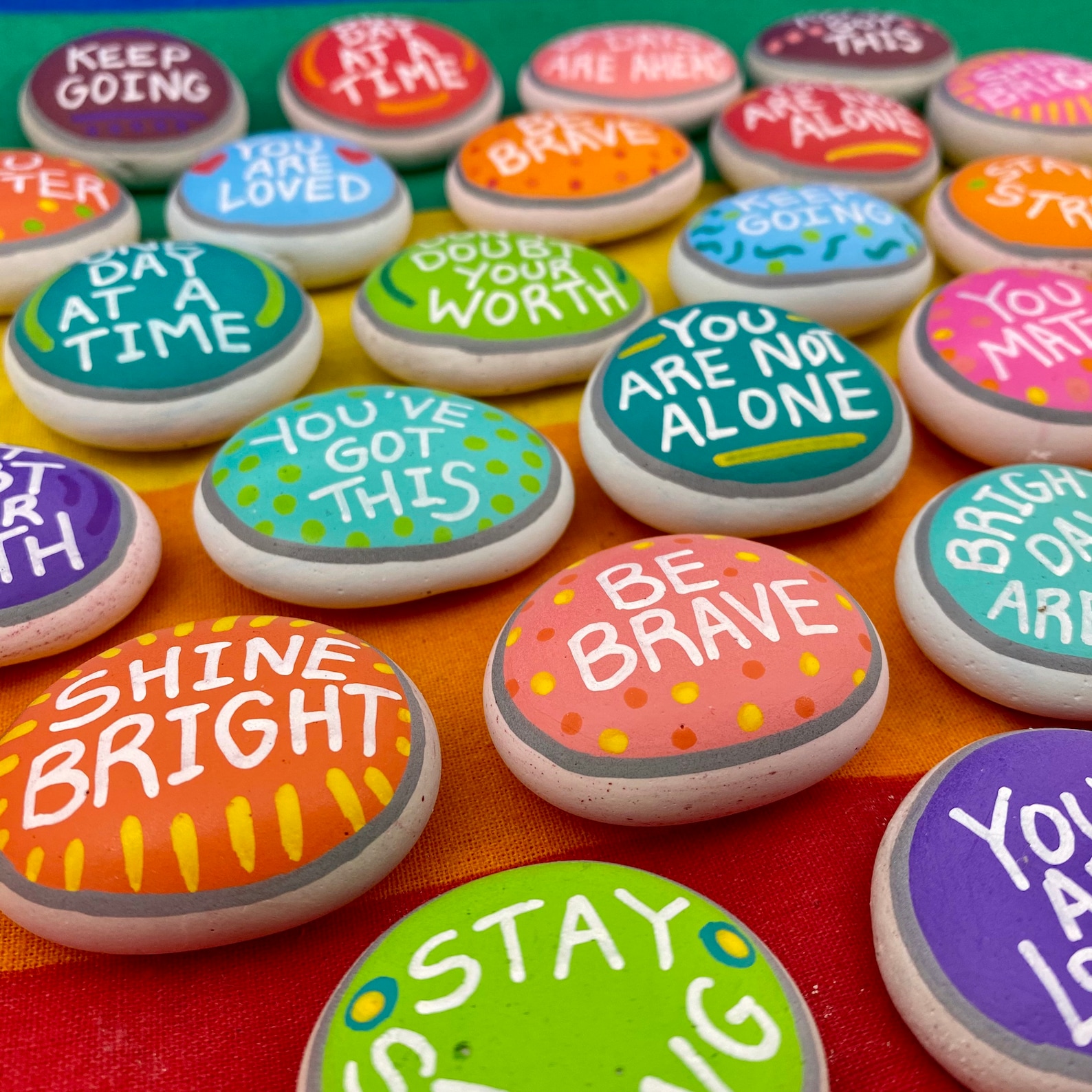 Positivity Pebbles – Set of 3-9 Hand-painted Personalised Inspirational ...