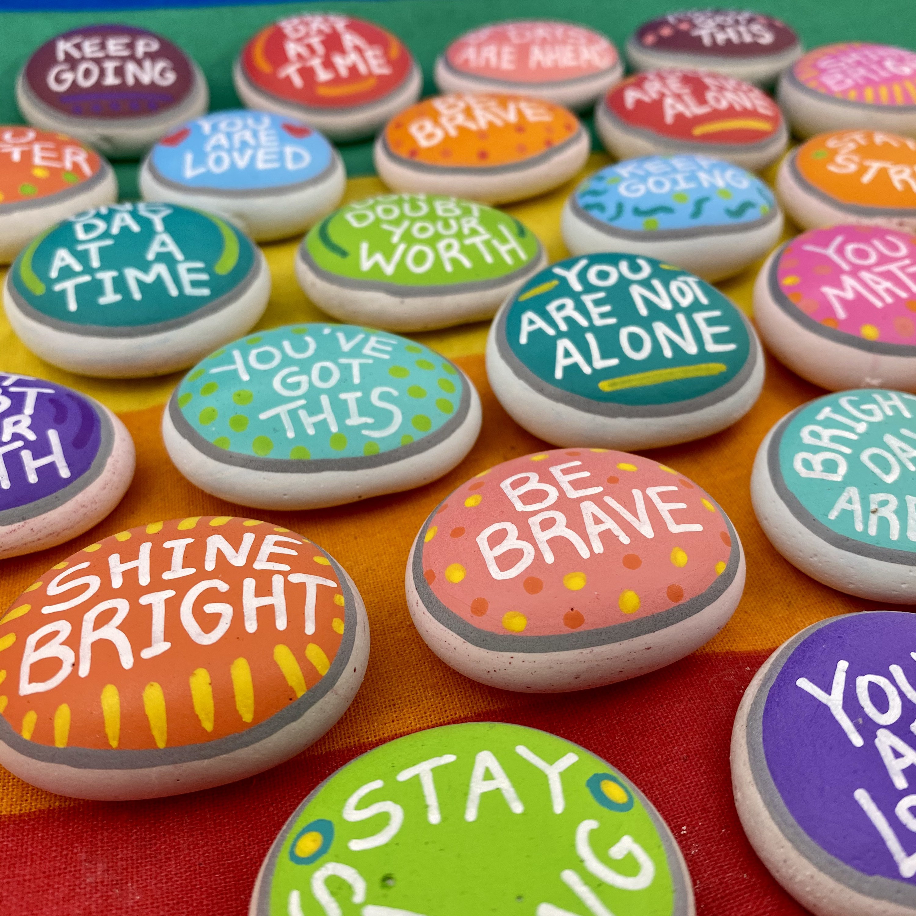 Positivity Pebbles – Set of 3-9 Hand-painted Personalised Inspirational ...