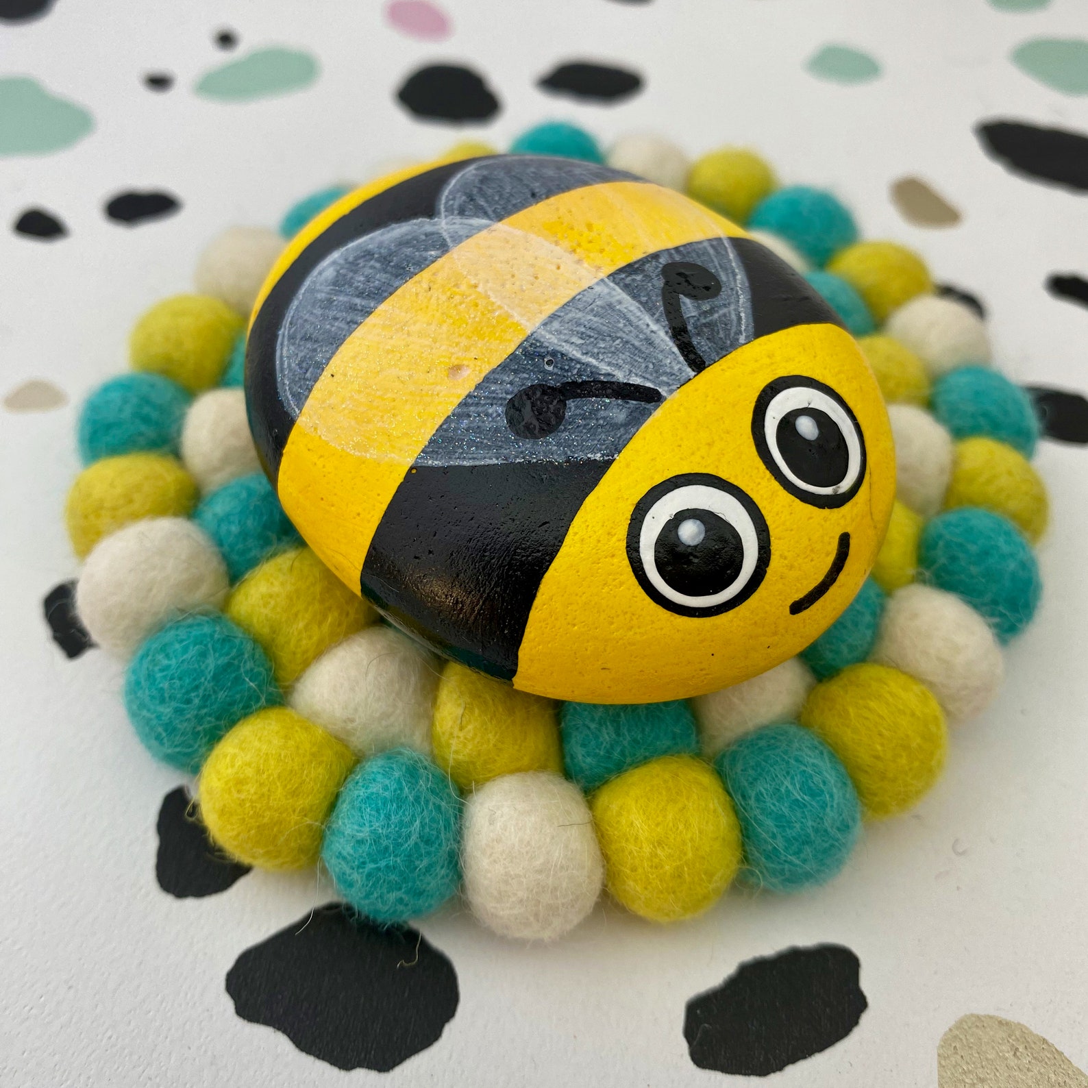 Personalised 'buzbee' Bee Pebble, Hand Painted Ceramic Stone - Etsy UK