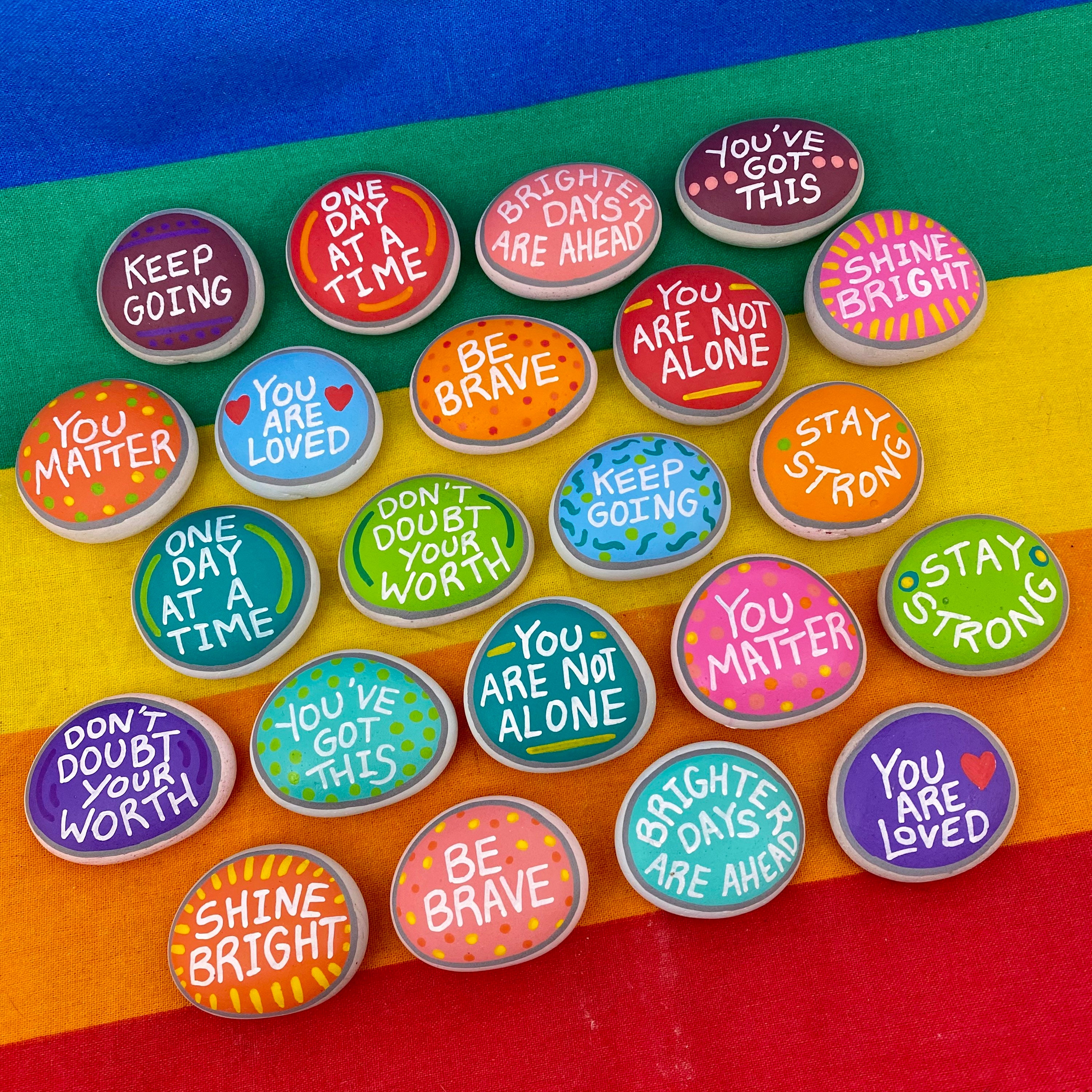 Positivity Pebbles – Set of 3-9 Hand-painted Personalised Inspirational ...