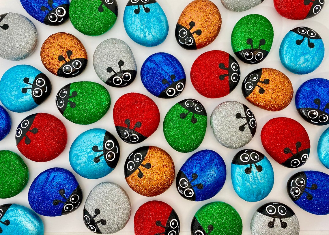 Glitter Bugs Hand Painted Ceramic Stones - Etsy