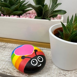 Rainbow Love Bug, Hand Painted Ceramic Stone - Etsy
