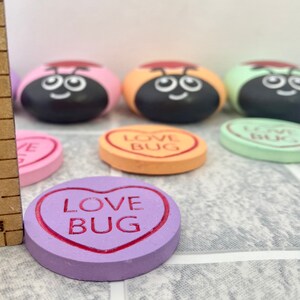 Love Bug 'luvee' With Love Heart Token, Hand Painted Ceramic Stone - Etsy