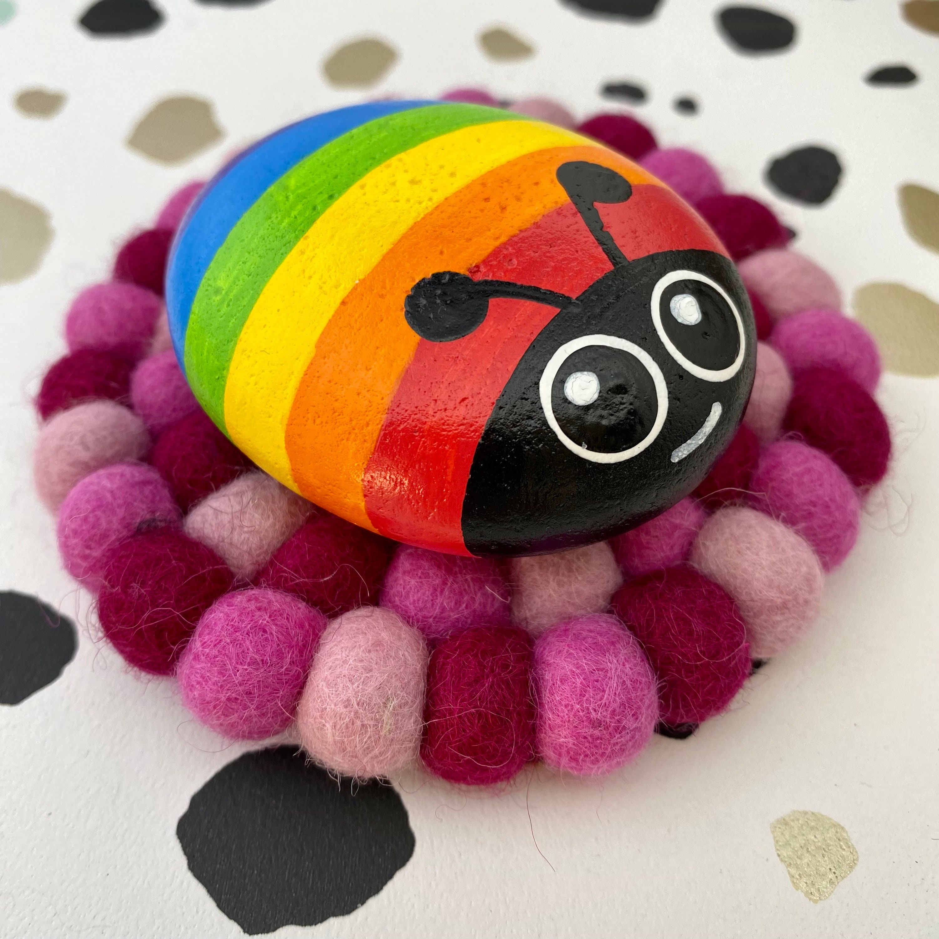 Personalised rockee Rainbow Bug Pebble Hand Painted Ceramic - Etsy Canada