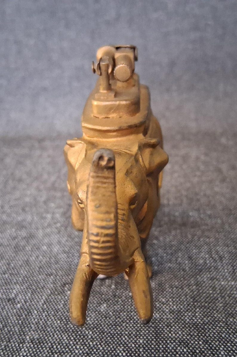 Vintage Elephant Figural Table Lighter – Brass Lift Arm – Rare – for ...