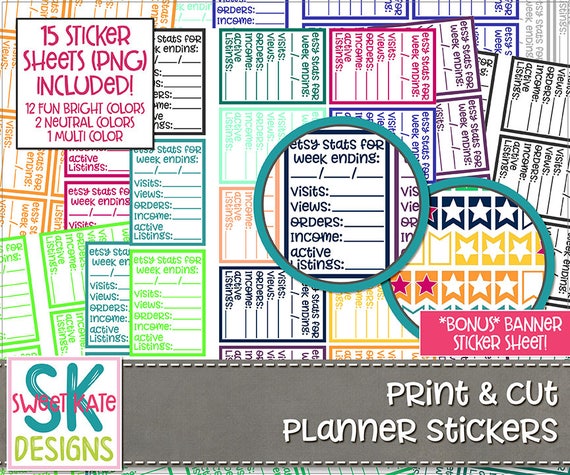 Etsy Stats Stickers Print & Cut Stickers Printable Planner | Etsy