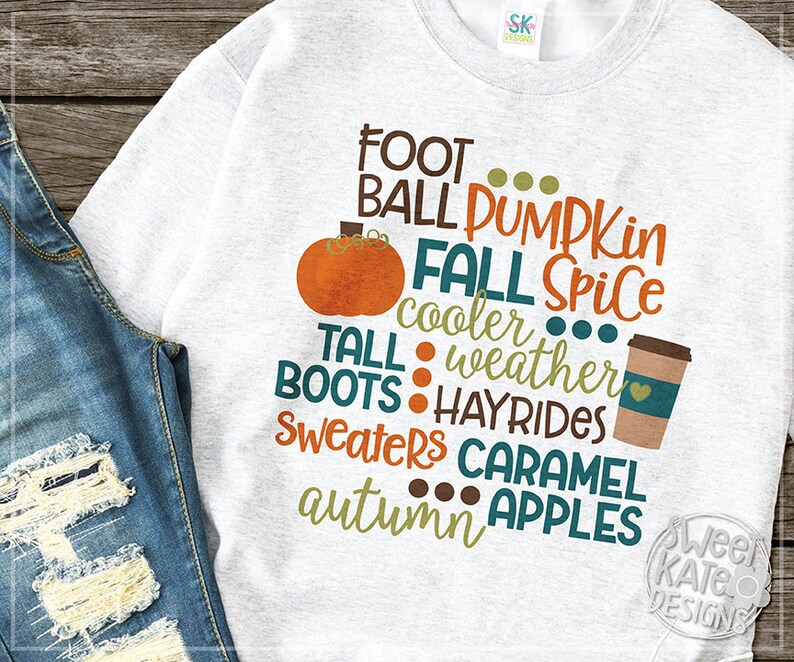 Fall Words Pumpkin Spice Football SVG Dxf EPS Autumn - Etsy