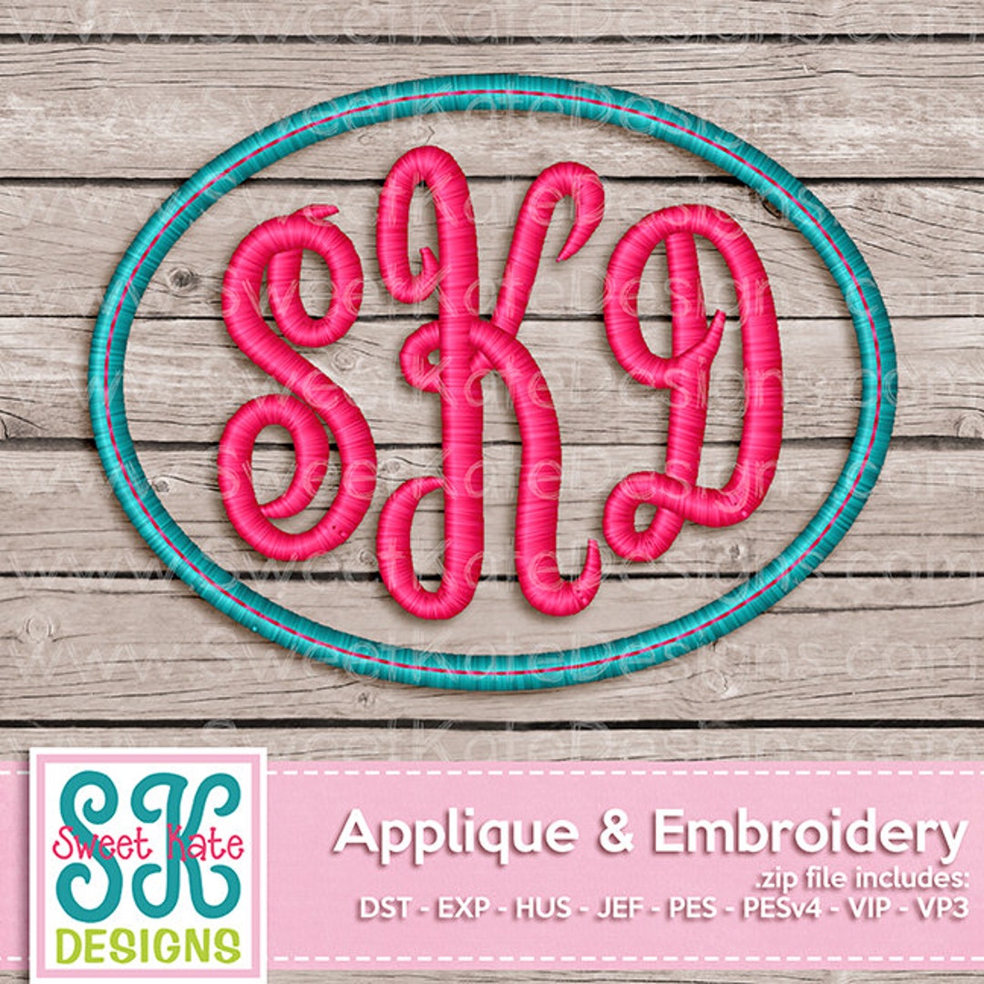 Simple Oval Monogram Frame 3" 4" 5" Applique Machine Embroidery {3 ...