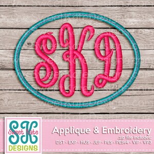 Simple Oval Monogram Frame 3" 4" 5" Applique Machine Embroidery {3 ...
