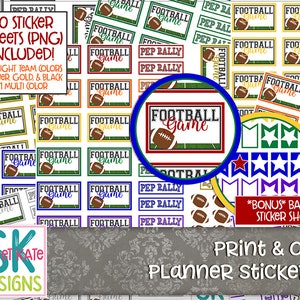 Football Game Pep Rally Football Stickers Print & Cut | Etsy