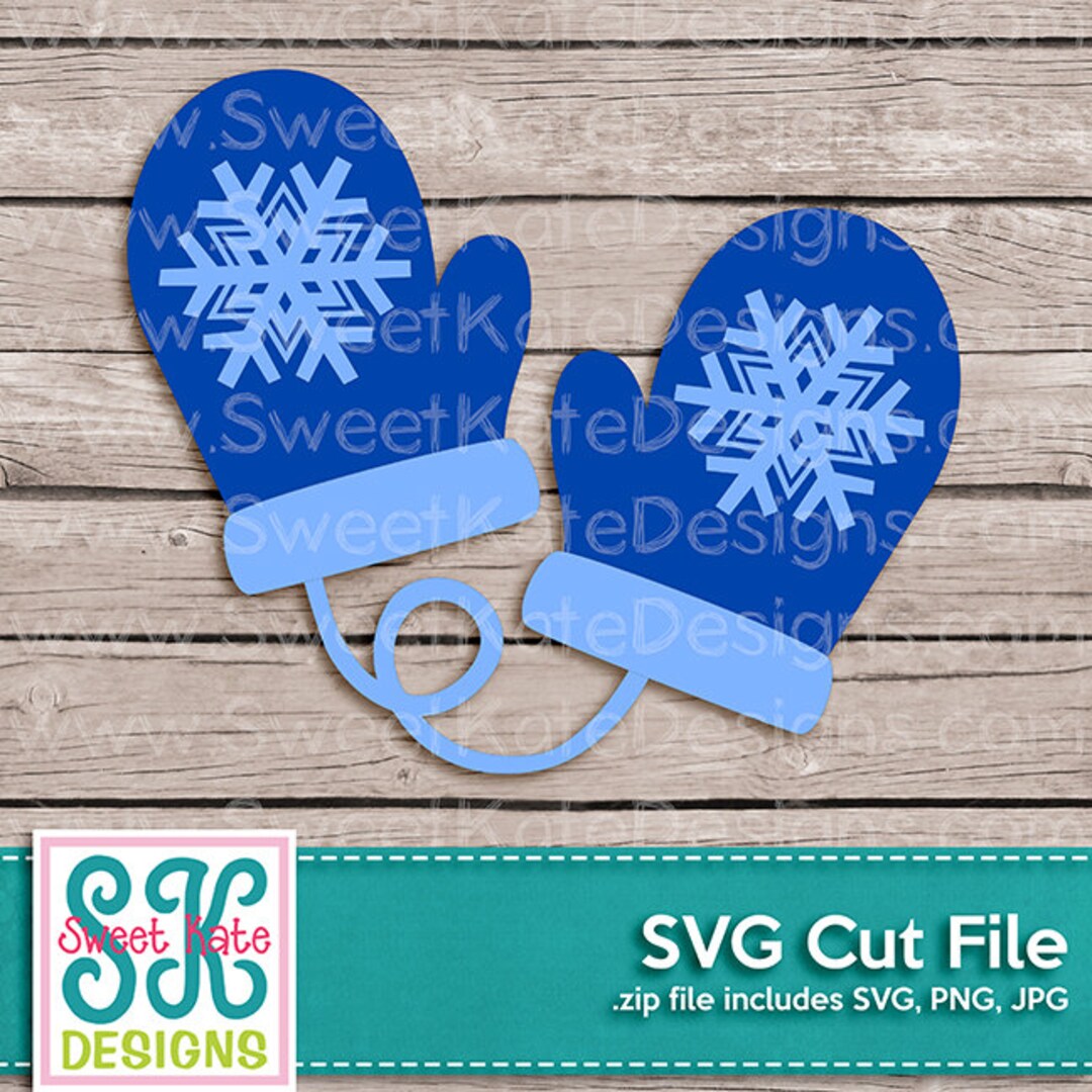 Snowflake Mittens SVG JPG PNG {scrapbook Die Cut or Heat Transfer Vinyl ...