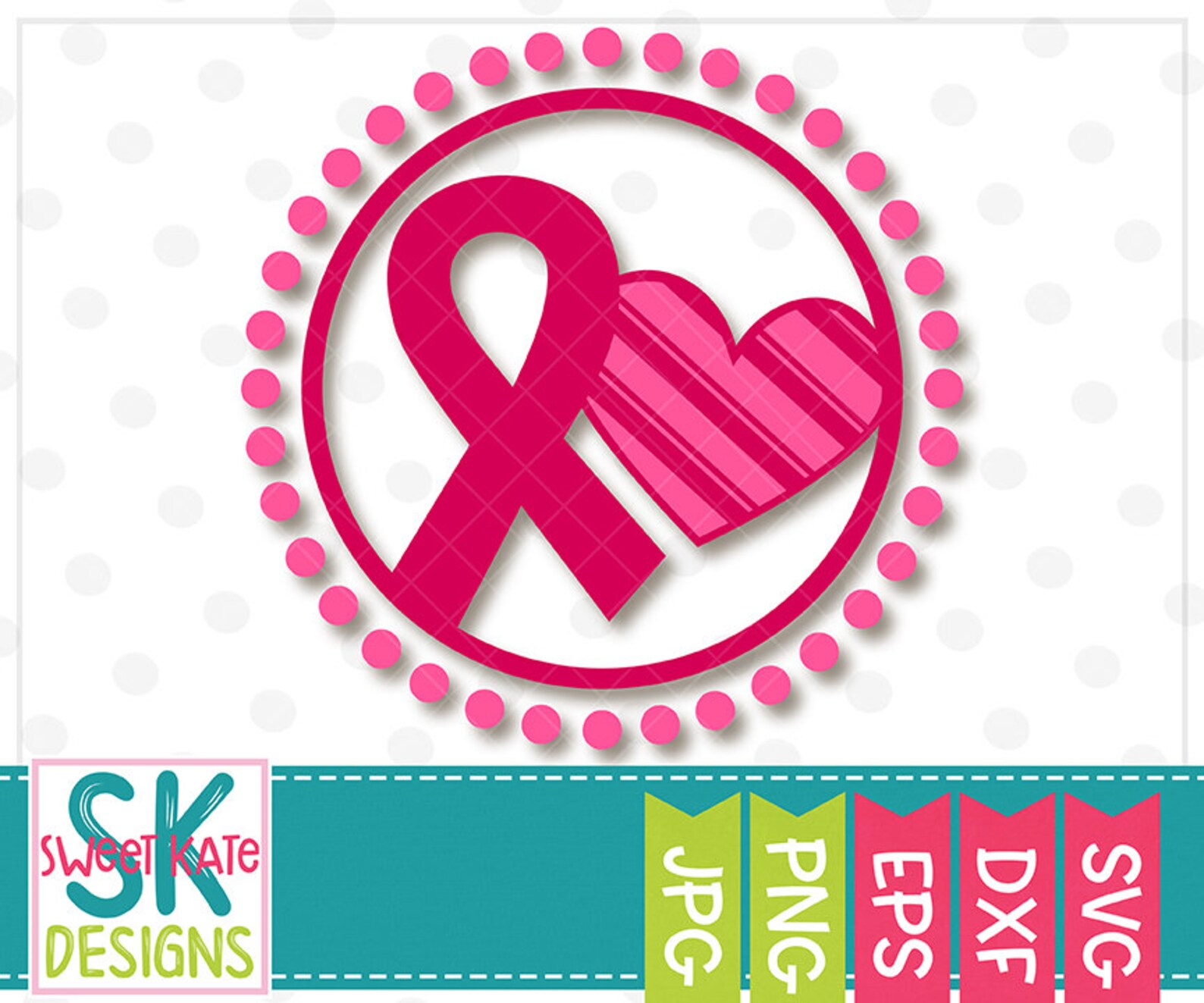 Pink Breast Cancer Awareness Ribbon Heart svg dxf eps | Etsy