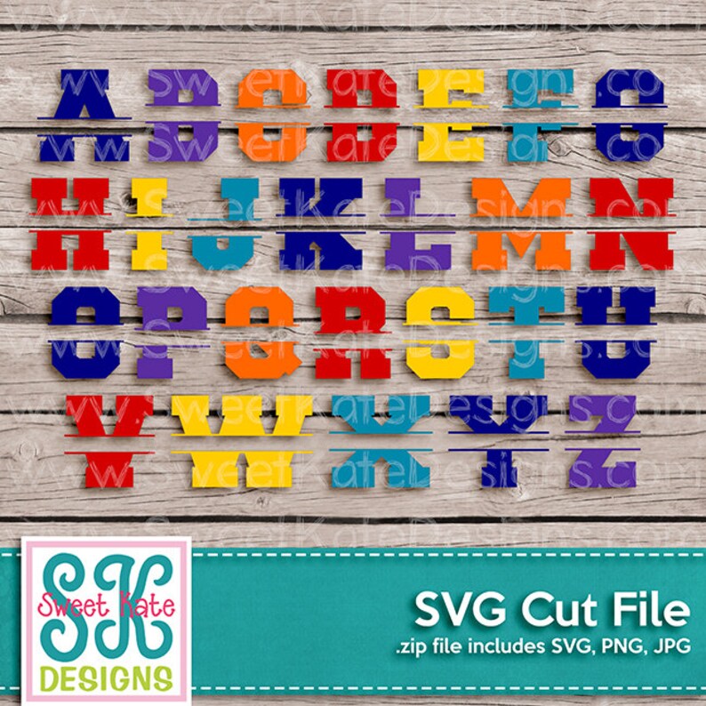 Split Varsity Letters SVG JPG PNG Sports scrapbook Die Cut - Etsy