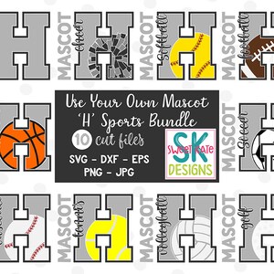 YOUR OWN Mascot H, SVG Bundle, Football, Soccer, Volleyball, Baseball ...