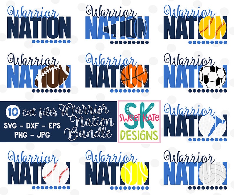 Warrior Nation SVG Bundle Football Soccer Volleyball - Etsy