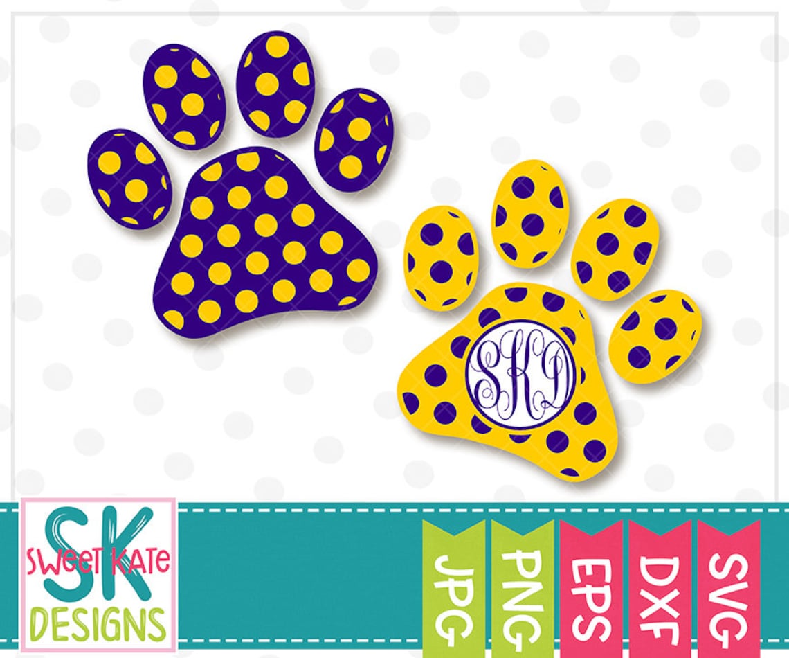 Panther Paw SVG Dxf Eps JPG PNG Polka Dot Die Cut | Etsy