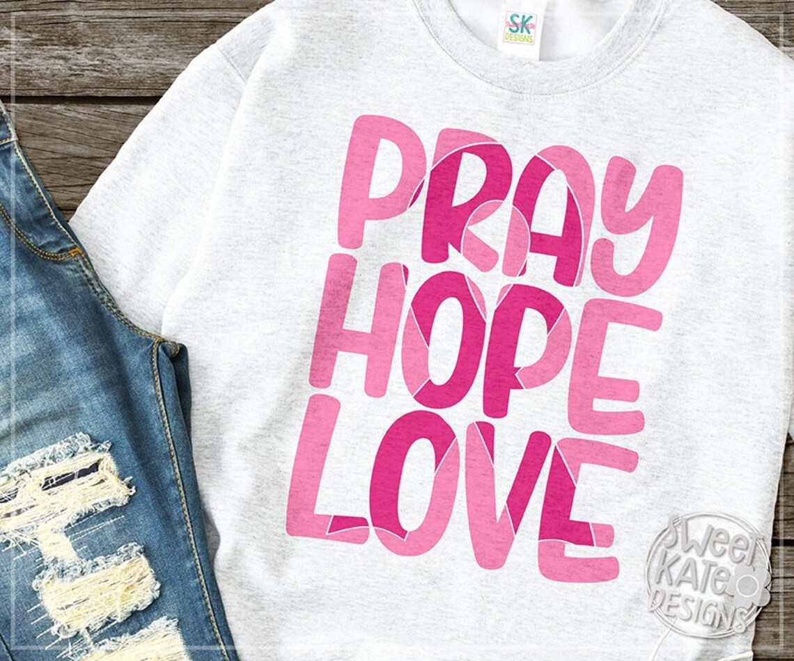 Pink Pray Hope Love Breast Cancer Awareness Ribbon SVG | Etsy