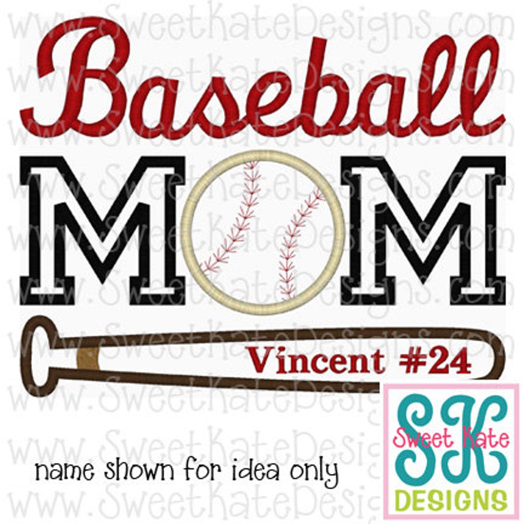 Baseball Mom Applique Machine Embroidery File {2 Sizes} Instant ...