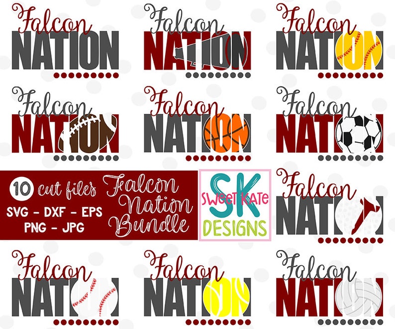 Falcon Nation SVG Bundle Football Soccer Volleyball - Etsy