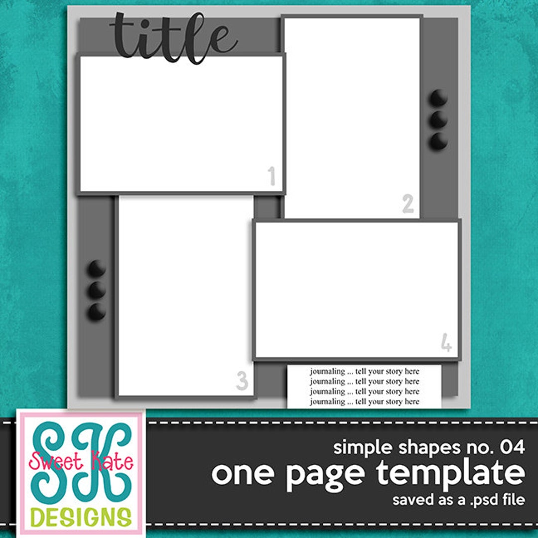 One Page Template Simple Shapes No. 04 Digital Scrapbooking Instant ...