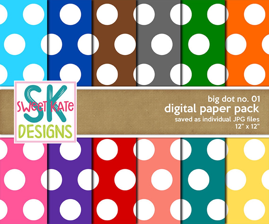 Big Polka Dot Digital Paper Pack Digital Pattern JPG 300 | Etsy