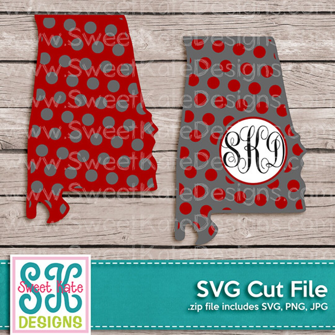 Alabama Monogram Polka Dot SVG JPG PNG United States America - Etsy