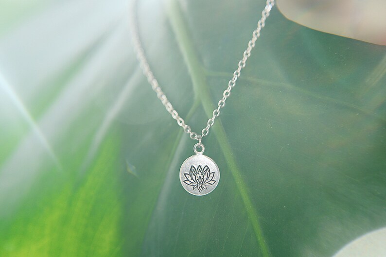 Hand Stamped Lotus Flower Necklace - Stainless Steel 18 Inch Chain - Etsy