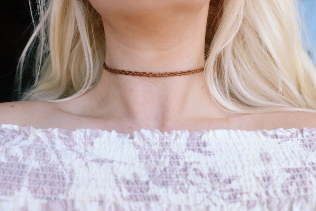 Brown Braided Vegan Leather Choker: Boho Necklace - Etsy