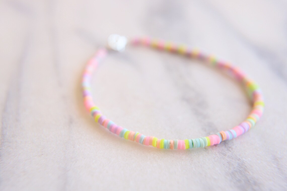 Pastel African Heishi Beaded Anklet | Etsy