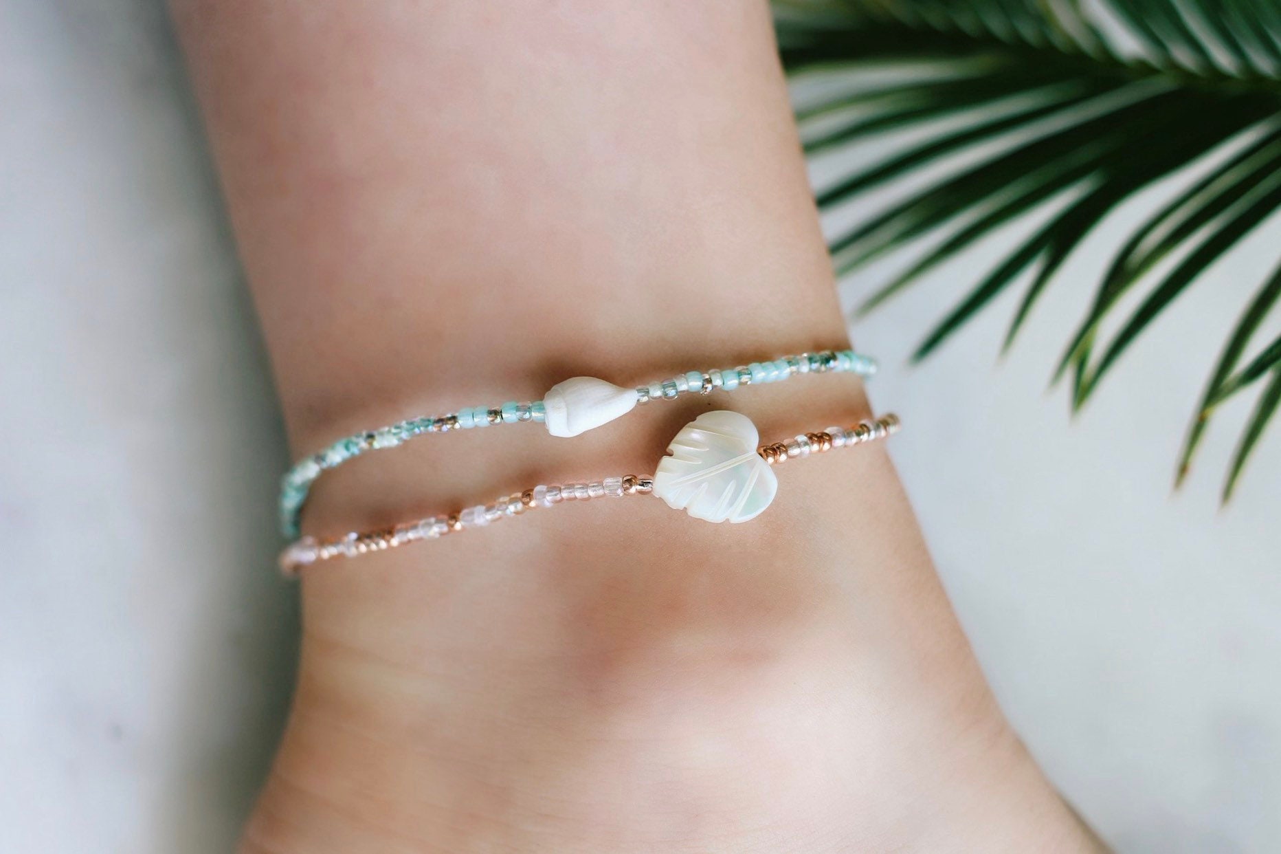 Sea Foam Sea Shell Anklet | Etsy