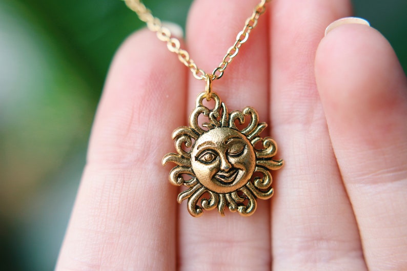 Dainty Golden Winking Sun Necklace - Etsy