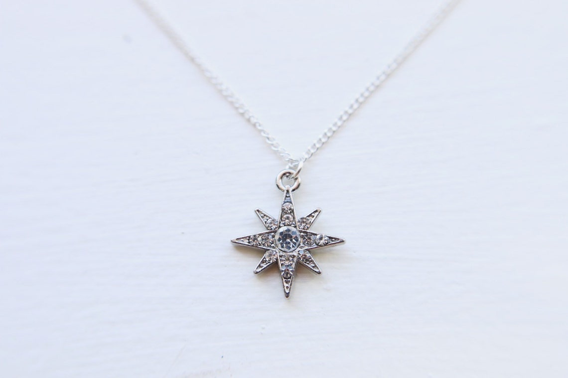 Dainty Diamond Starburst Charm Choker Necklace | Etsy