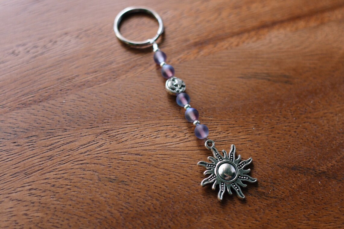Celestial Sun Glass Beaded Keychain | Etsy