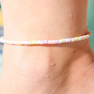 Pastel African Heishi Beaded Anklet - Etsy