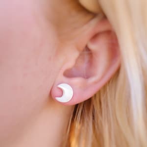 Crescent MOON Earrings, Mother Pearl Studs, Boho Jewelry Crescent MOON Earrings, Mother Pearl Studs, Boho Jewelry