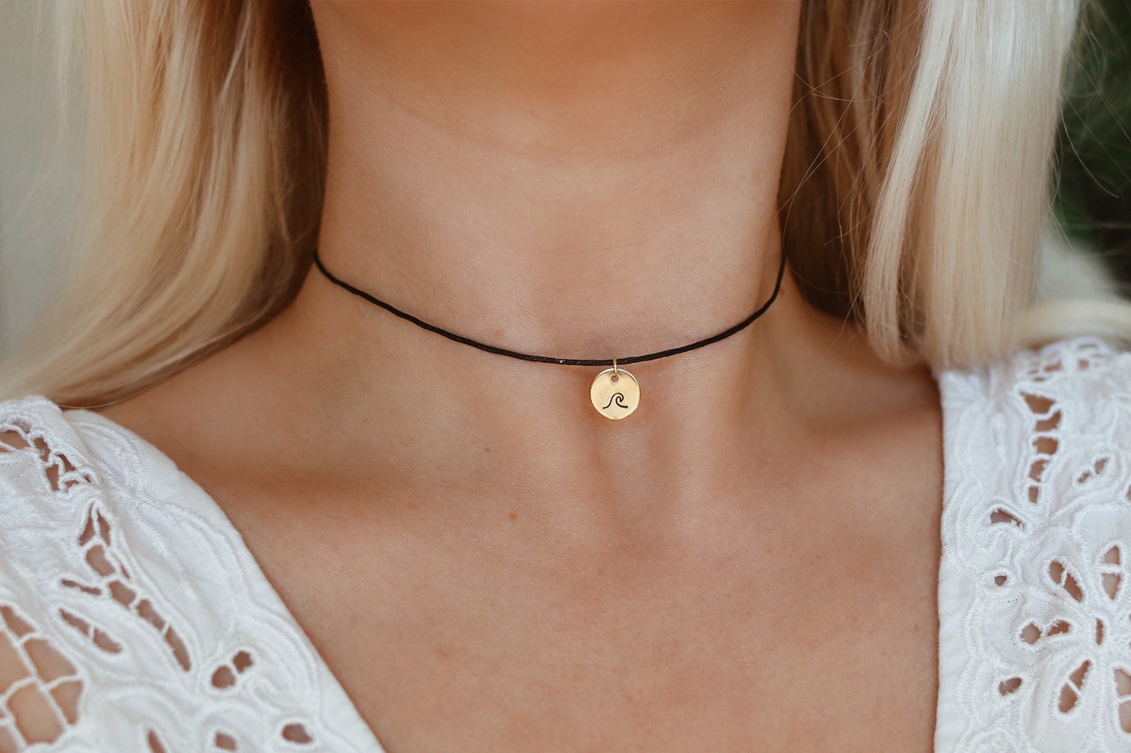 Mini Gold Wave Coin Cotton Choker Necklace - Etsy