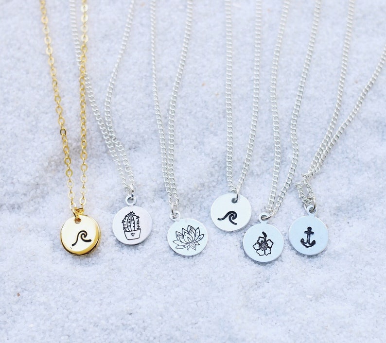 Hand Stamped Lotus Flower Necklace - Stainless Steel 18 Inch Chain - Etsy