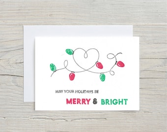 Merry and Bright Christmas Card Holiday Card Handmade Sewn Card ...