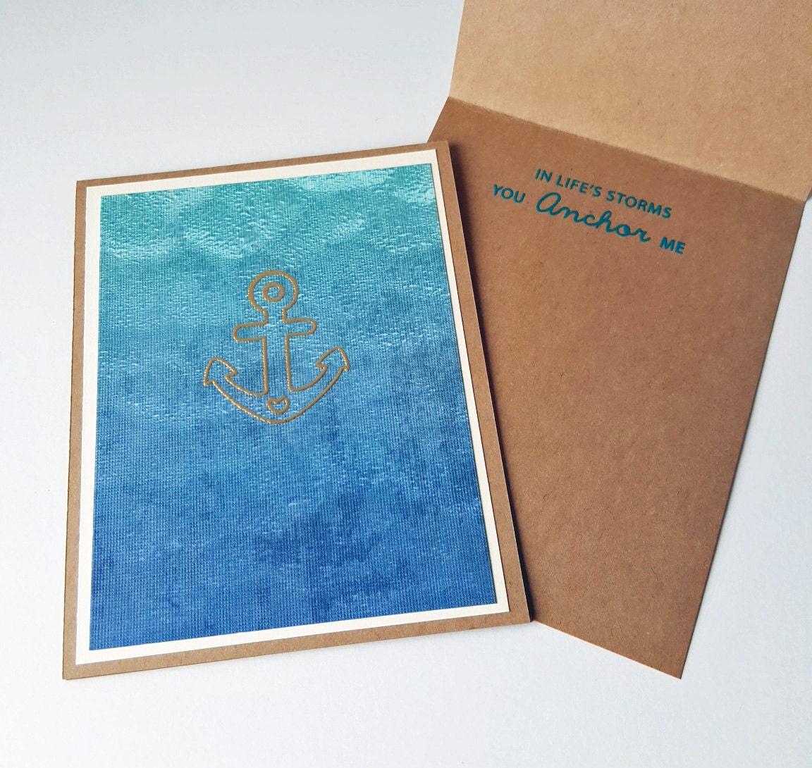 Dark Blue Ombre Anchor Me Nautical Themed Multi-purpose Greeting Card ...