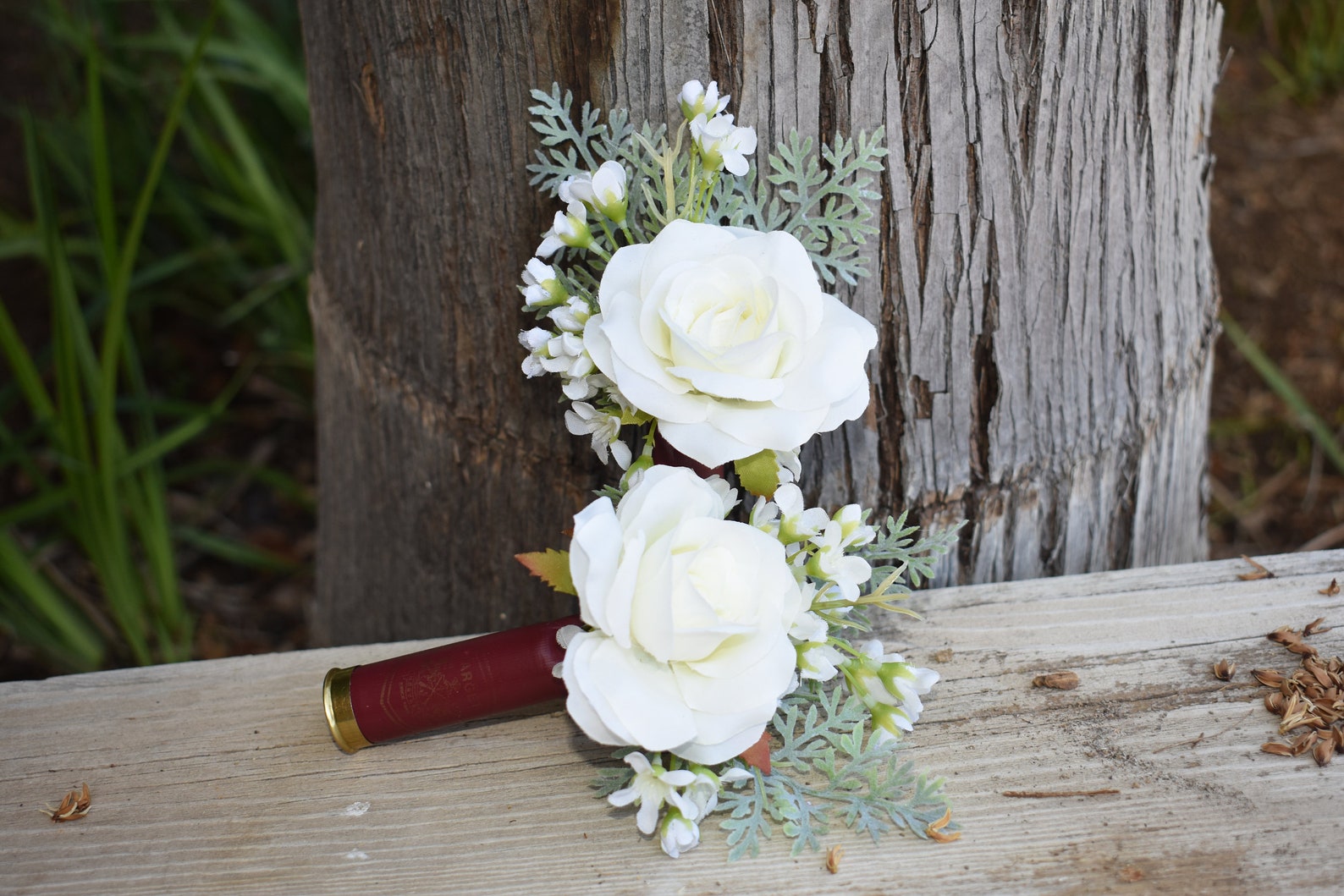 Mens White Shotgun Shell Boutonniere Silk Grooms Flowers - Etsy